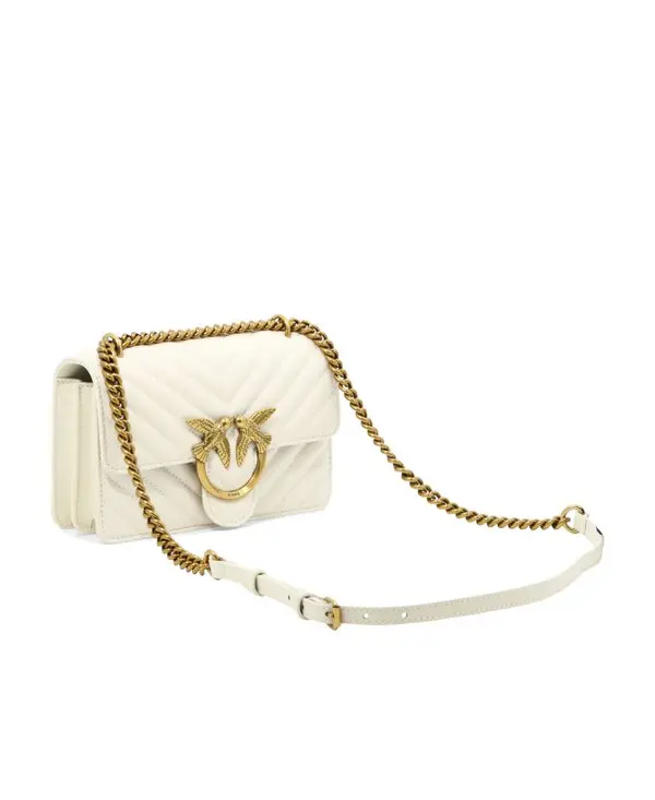 Pinko Lovebird Quilted Chain Shoulder Bag - Nude
