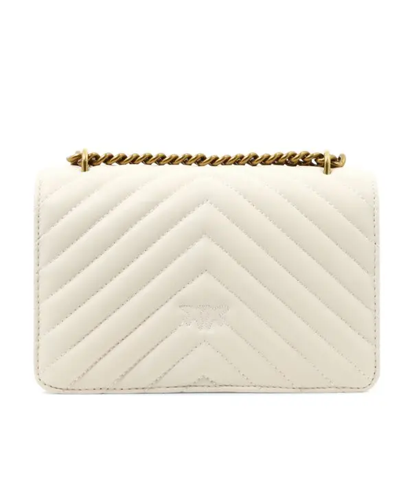 Pinko Lovebird Quilted Chain Shoulder Bag - Nude