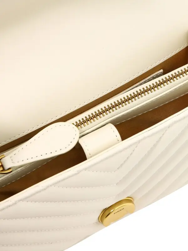 Pinko Lovebird Quilted Chain Shoulder Bag - Nude