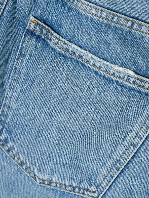 AGOLDE Denim Mini Skirt With Frayed Hem - No