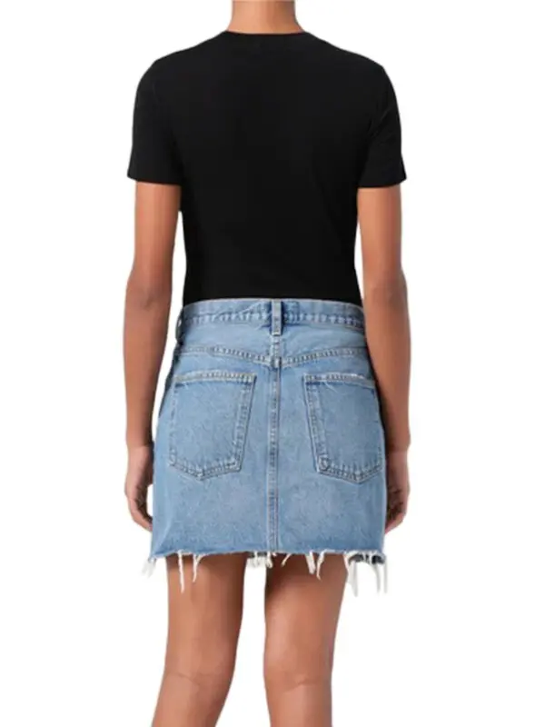 AGOLDE Denim Mini Skirt With Frayed Hem - No