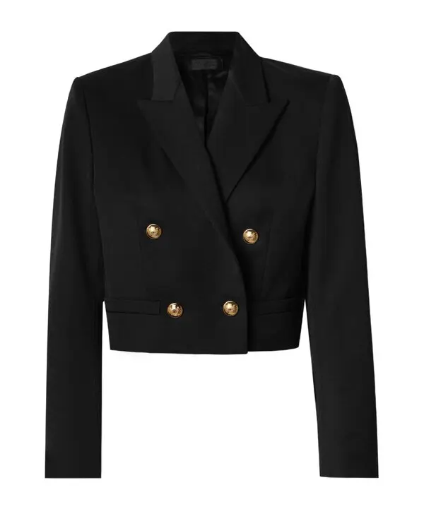 NILI LOTAN Cropped Double-breasted Blazer With Patch Pockets