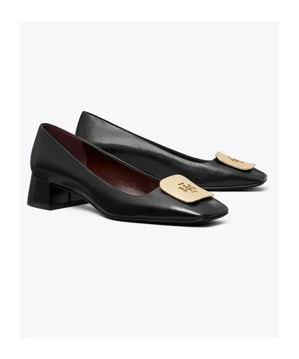 Tory Burch Georgia Square-toe Pumps With Double T Logo Detail - Black
