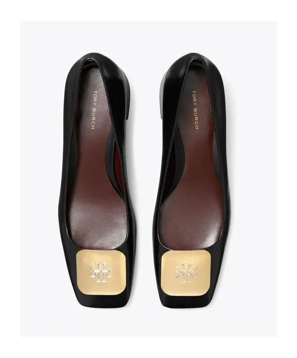 Tory Burch Georgia Square-toe Pumps With Double T Logo Detail - Black