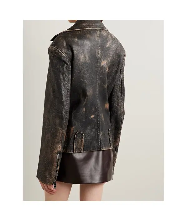 Khaite Distressed Leather Long-sleeved Jacket