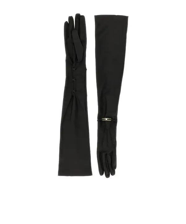 Elisabetta Franchi Long Nappa Gloves With Rhinestone Detail