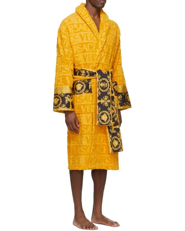 Versace Barocco Print Belted Robe