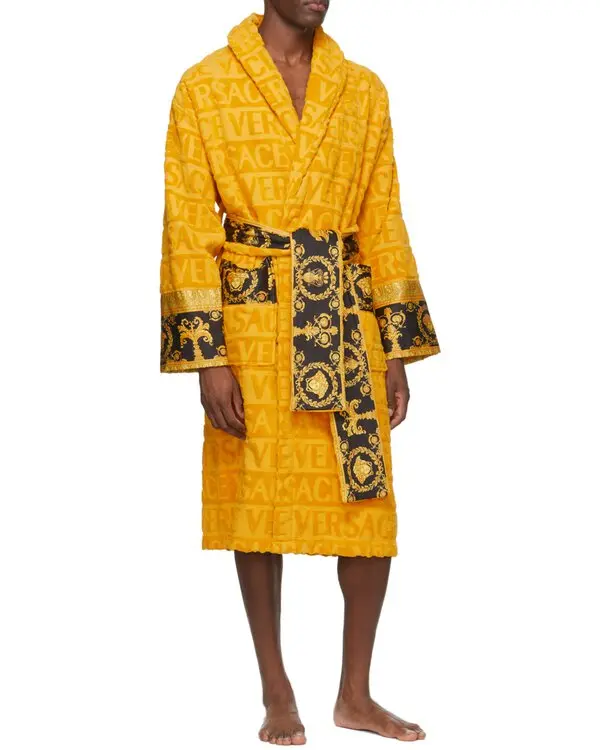Versace Barocco Print Belted Robe