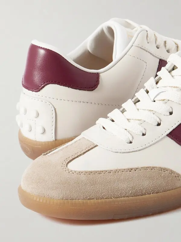 TOD'S Paneled Leather And Suede Sneakers - White