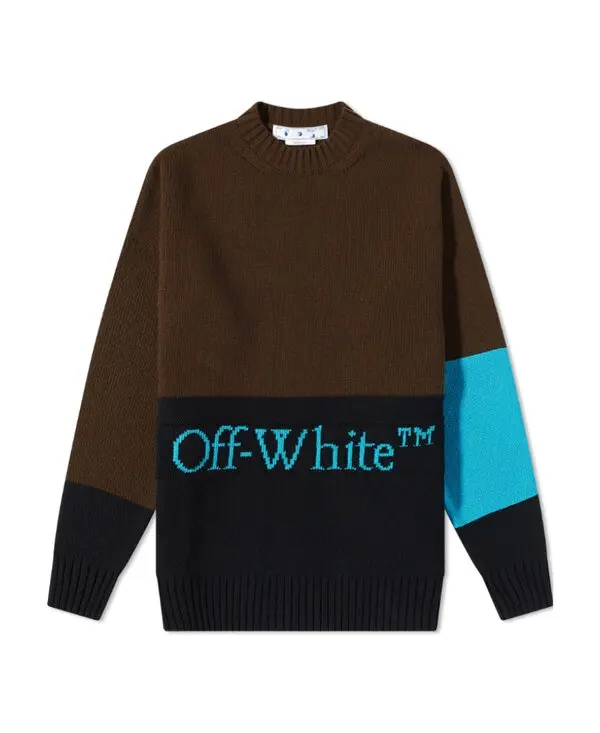 Off-White Color-block Logo Intarsia Knitted Pullover - Black