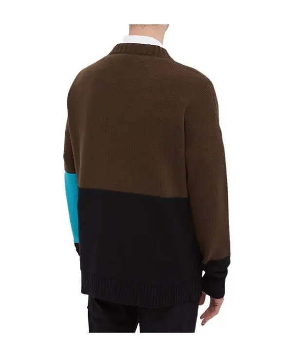 Off-White Color-block Logo Intarsia Knitted Pullover - Black