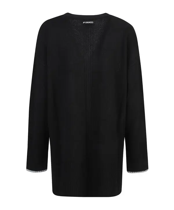Pinko Ribbed-knit V-neck Cardigan - Black