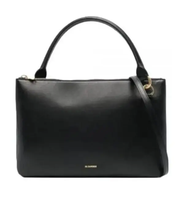 JIL SANDER Logo Shoulder Bag - Black