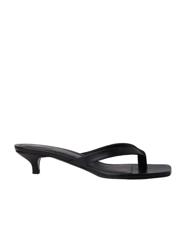 TOTEME Leather Heeled Flip-flop Sandals - Black