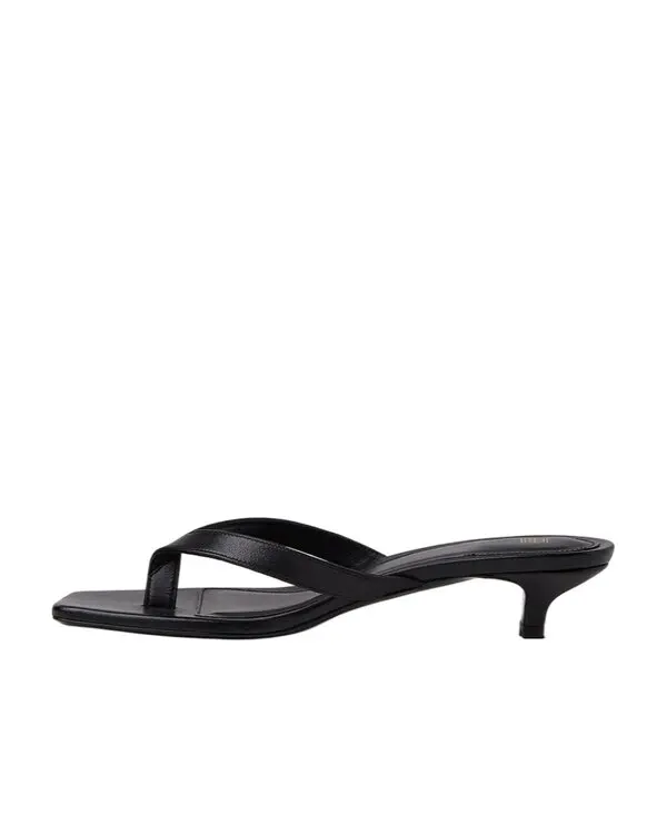 TOTEME Leather Heeled Flip-flop Sandals - Black