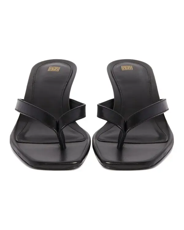 TOTEME Leather Heeled Flip-flop Sandals - Black