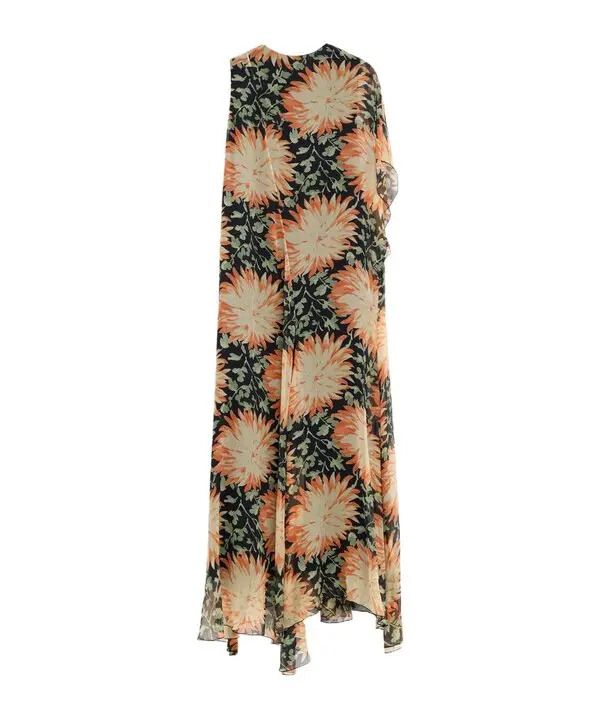 Loewe Printed Silk Maxi Dress With Asymmetrical Design