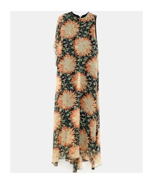 Loewe Printed Silk Maxi Dress With Asymmetrical Design