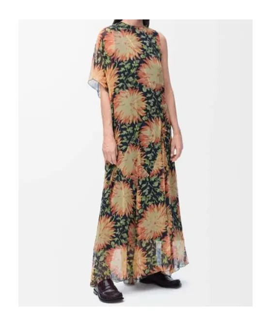 Loewe Printed Silk Maxi Dress With Asymmetrical Design