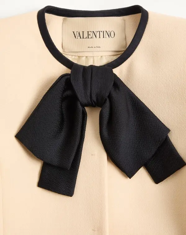 Valentino Garavani Bow Detailed Caban Coat - Birch/black