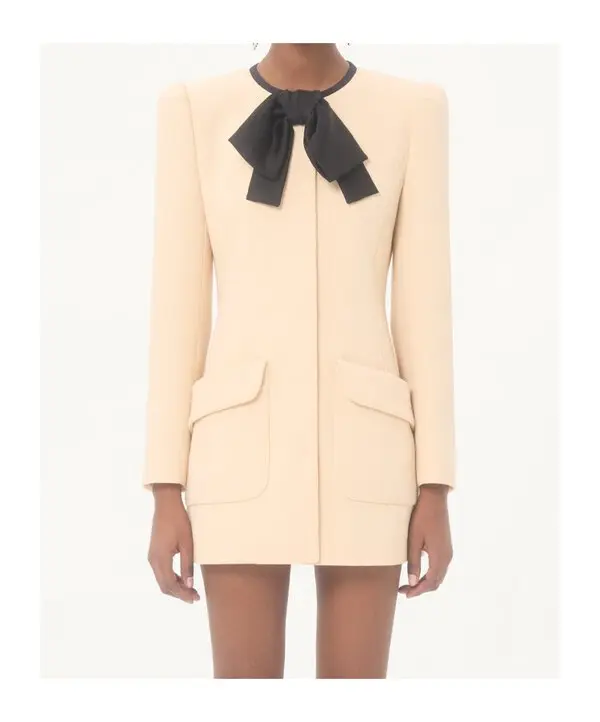 Valentino Garavani Bow Detailed Caban Coat - Birch/black