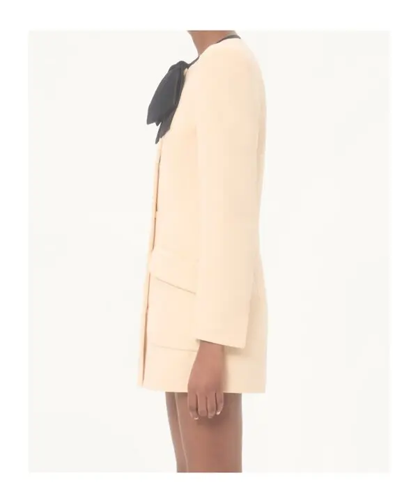 Valentino Garavani Bow Detailed Caban Coat - Birch/black