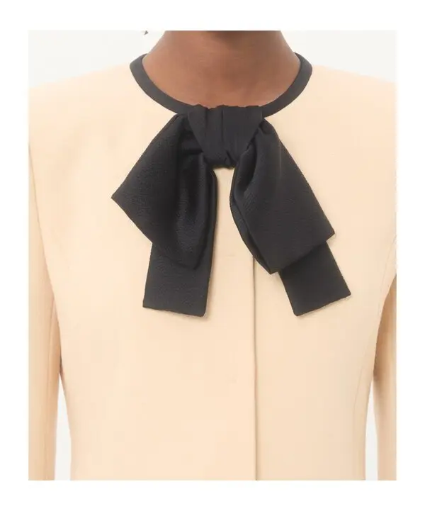 Valentino Garavani Bow Detailed Caban Coat - Birch/black