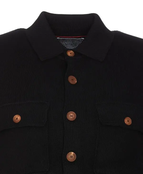 Brunello Cucinelli Buttoned Lapel Long-sleeved Sweater