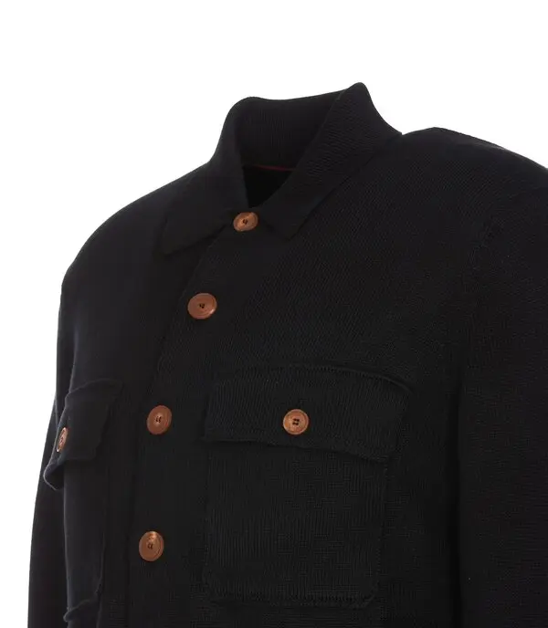 Brunello Cucinelli Buttoned Lapel Long-sleeved Sweater