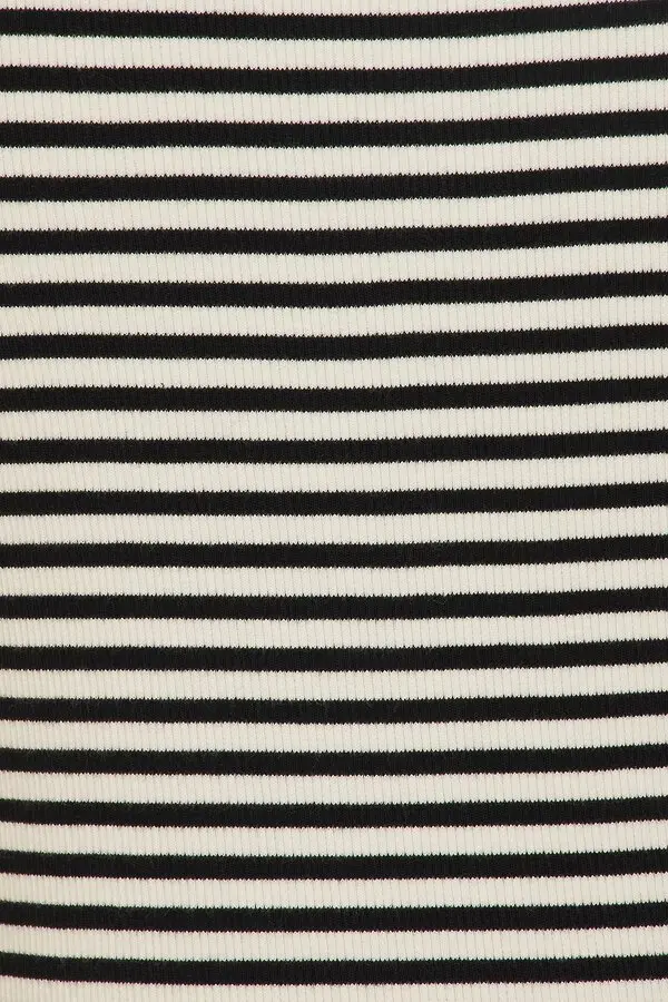 ANINE BING Alessia Striped Tank Top With Front Button Detail - Black