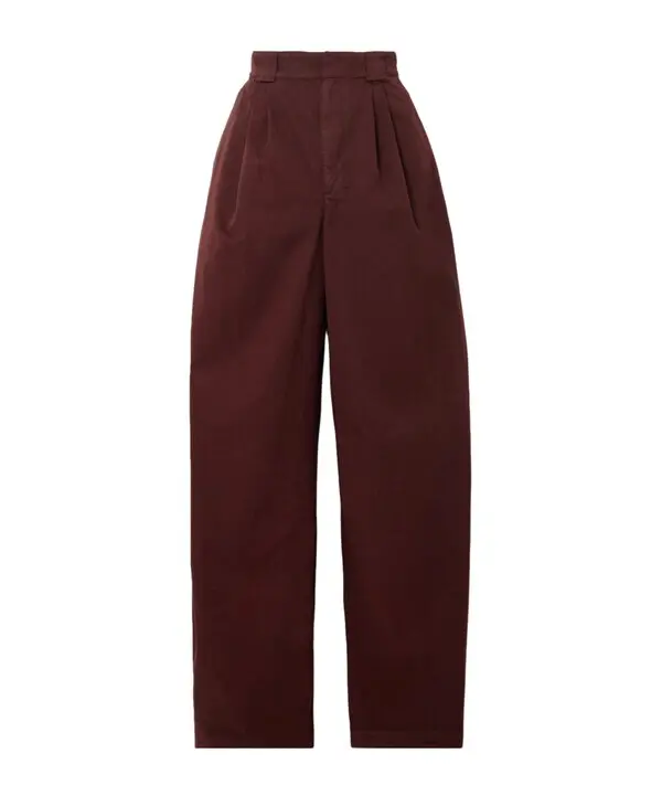 LEMAIRE Mid-rise Pleated Wide-leg Pants - Cocoa Bean