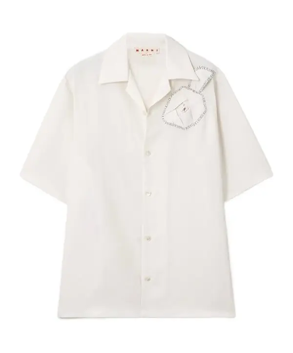 Marni Embroidered Appliqued Poplin Shirt - Off White