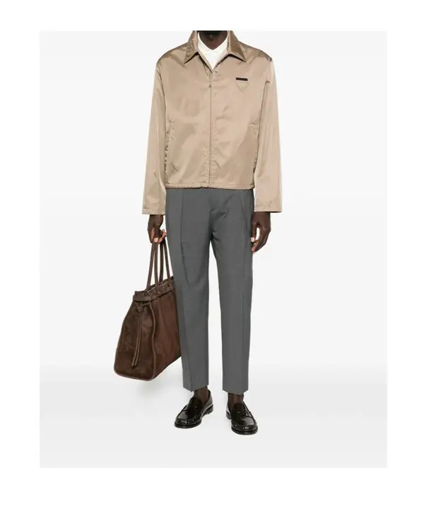 Prada Triangle Patch Zip-up Jacket - Nude