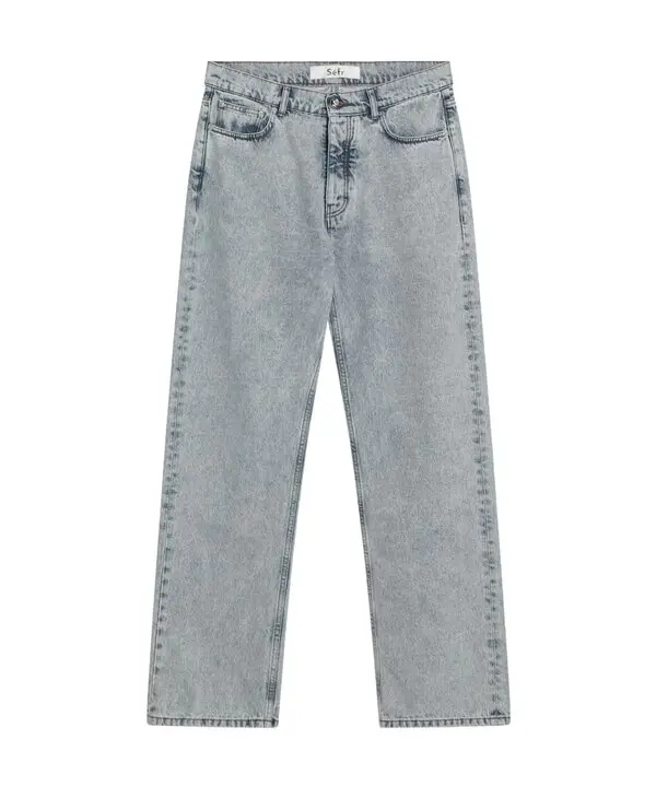 Séfr Light Blue Distressed Denim Jeans - Gray
