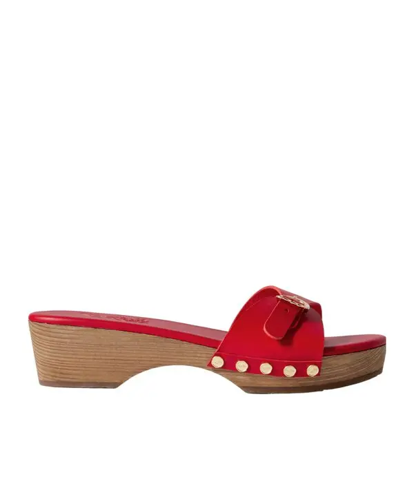 ANCIENT GREEK SANDALS Omonia Studded Leather Clogs - Red