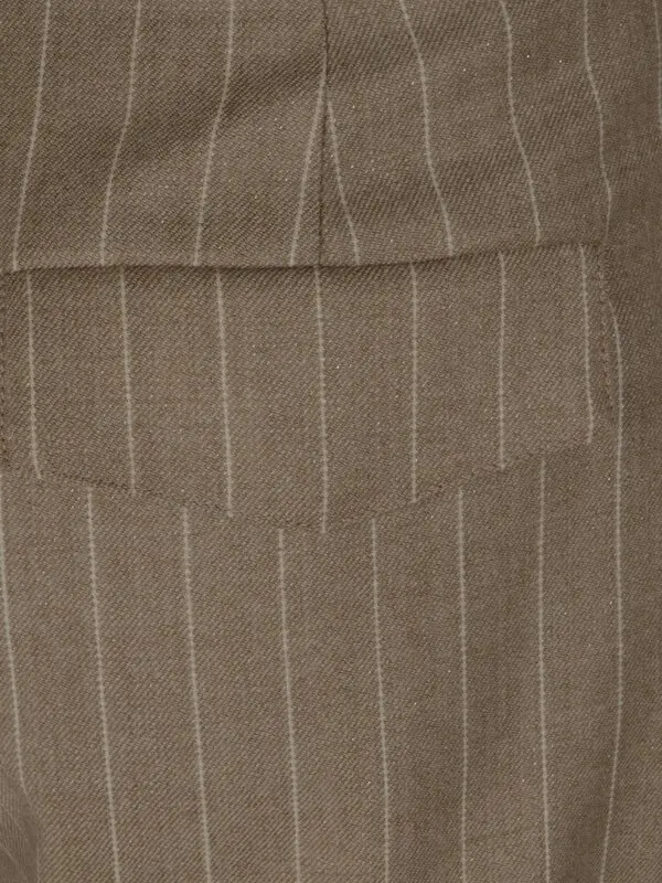 Peserico Pinstriped High-waisted Wide-leg Trousers