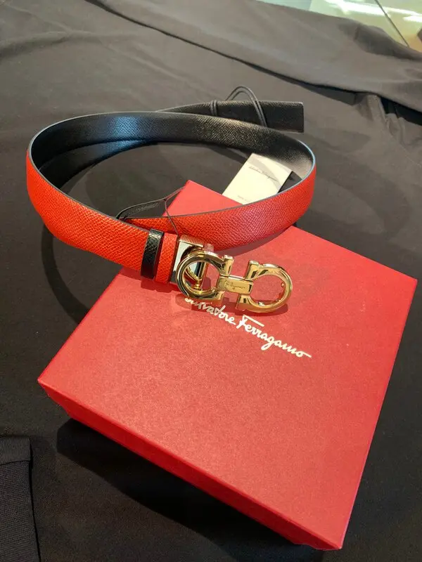 FERRAGAMO Reversible Gancini Belt - Black