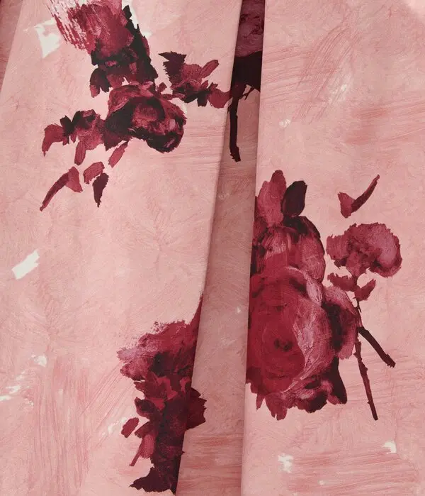 Erdem Pleated Rose-print Midi Skirt