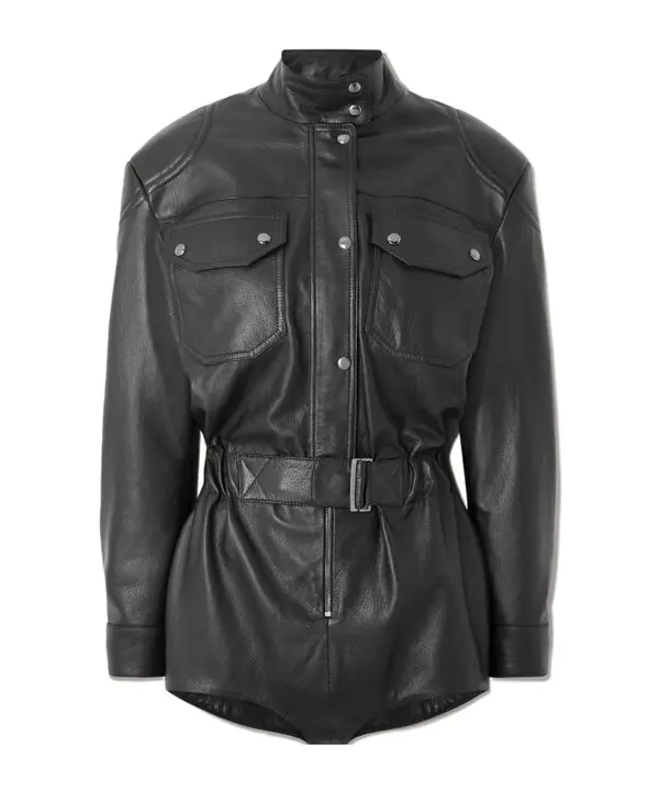 Magda Butrym Lace-up Leather Bodysuit - Black