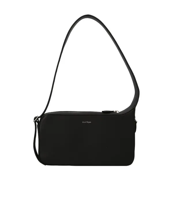 COURREGES Courrèges Logo Plaque Zip-up Shoulder Bag - Black