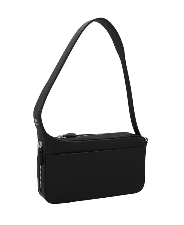 COURREGES Courrèges Logo Plaque Zip-up Shoulder Bag - Black