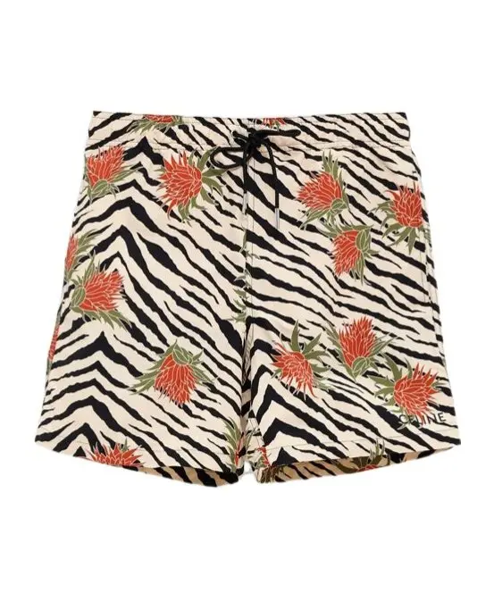 Celine Printed Nylon Swim Shorts - Nude