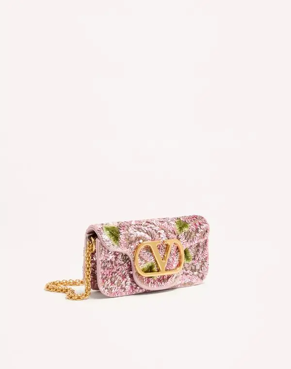 Valentino Garavani Locò Small Embroidered Shoulder Bag - Pink/multicolor