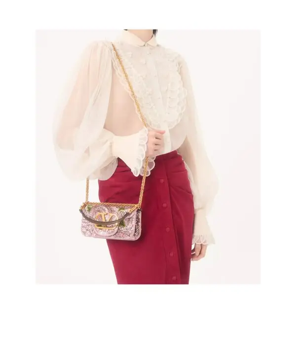 Valentino Garavani Locò Small Embroidered Shoulder Bag - Pink/multicolor