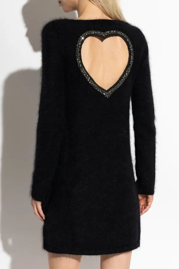 Blumarine Heart Cut-out Embellished Mini Dress