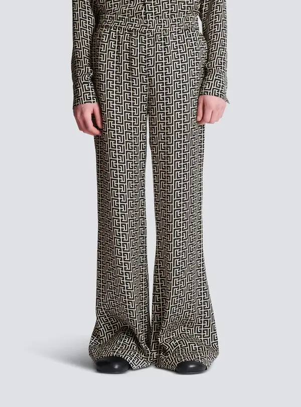 Balmain Monogrammed Flowy Trousers