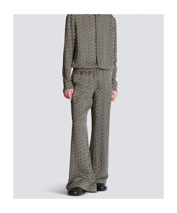 Balmain Monogrammed Flowy Trousers