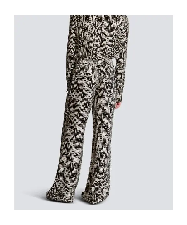 Balmain Monogrammed Flowy Trousers