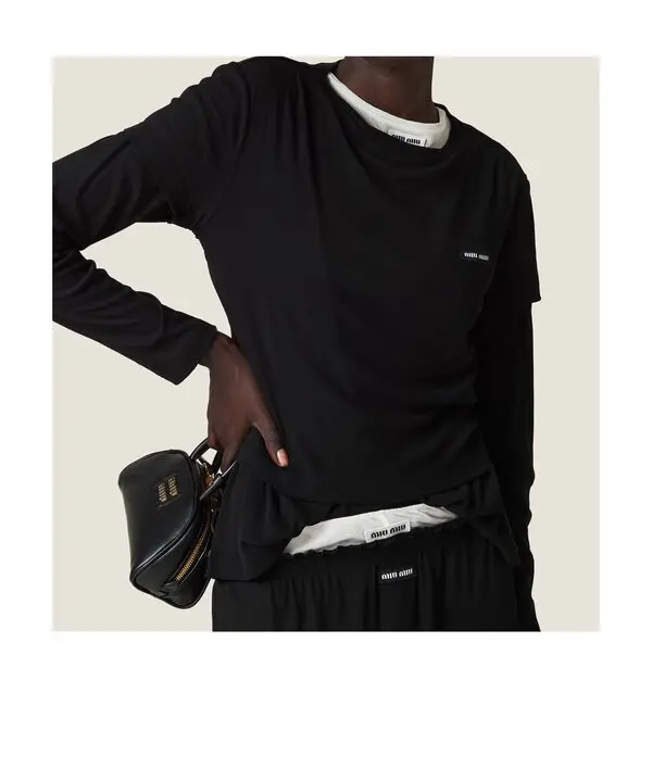 Miu Miu Logo Patch Crewneck T-shirt - Black