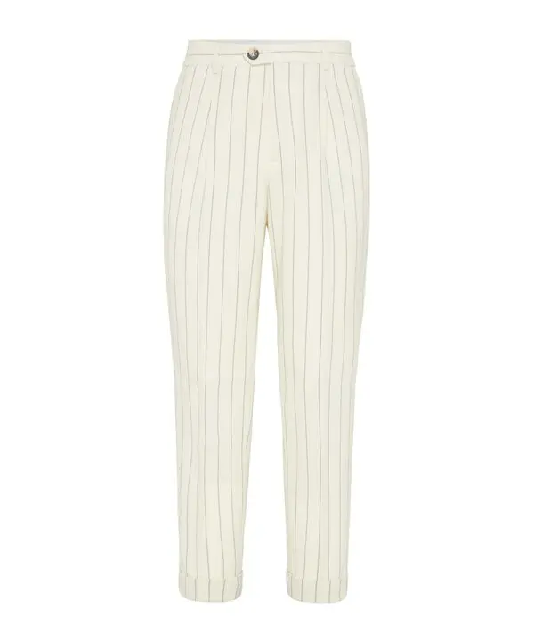 Brunello Cucinelli Striped Tailored Trousers - Panama Color